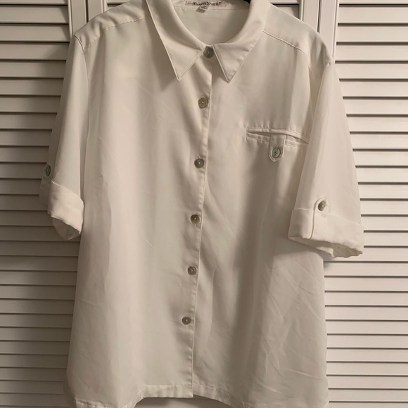 TravelSmith | Tops | Travelsmith White Blouse Xl | Poshmark